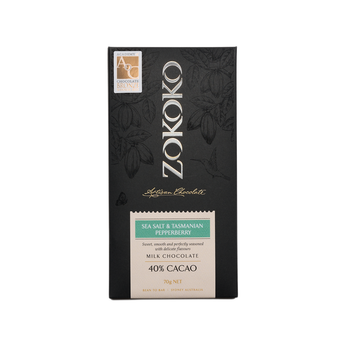 Sea Salt Milk Chocolate, Tasmanian Pepperberry – Zokoko