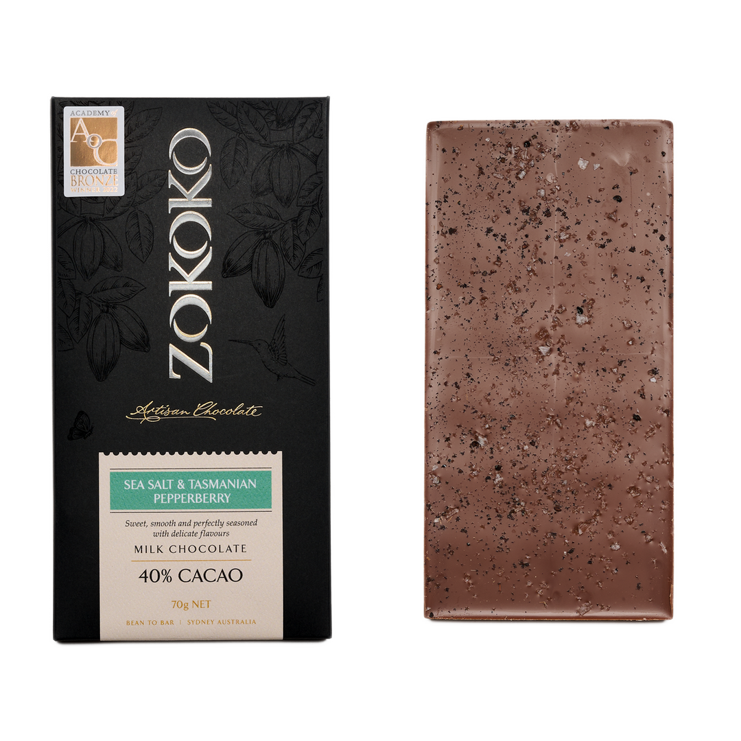 Sea Salt Milk Chocolate, Tasmanian Pepperberry – Zokoko